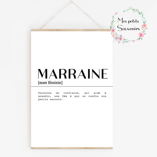 Affiche A4 Marraine Définition | Mes Petits Souvenirs