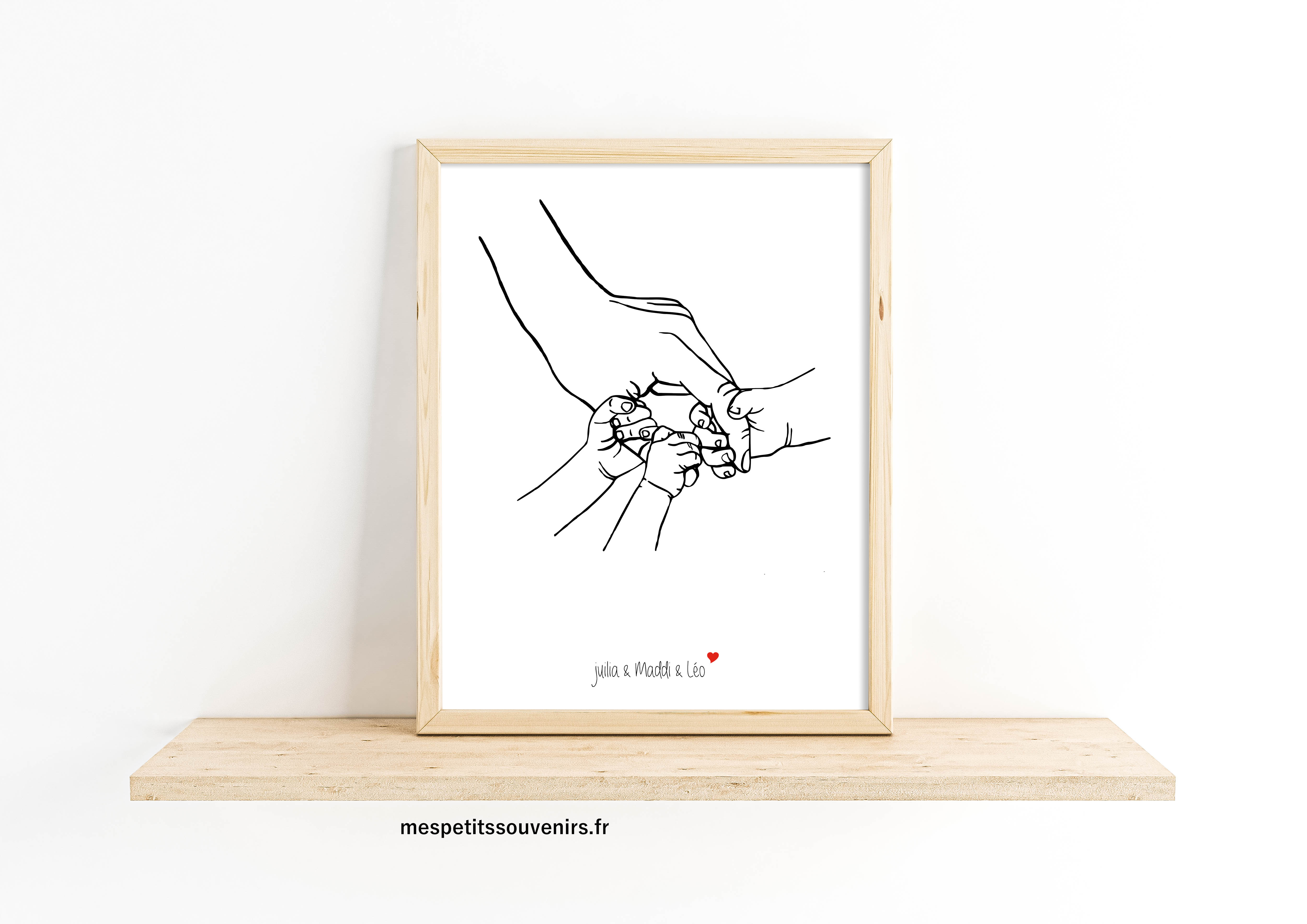 Affiche A4 Minimaliste personnalisée Maman 3 enfants - Mes Petits Souvenirs
